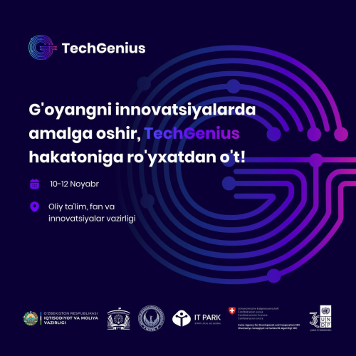“TECHGENIUS”GA RO'YXATDAN O'TISHGA SHOSHILING!